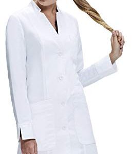 Dr. James Women’s Lab Coat, Tailored Fit, Fold Back Cuff, White, 35 inch Length (4)