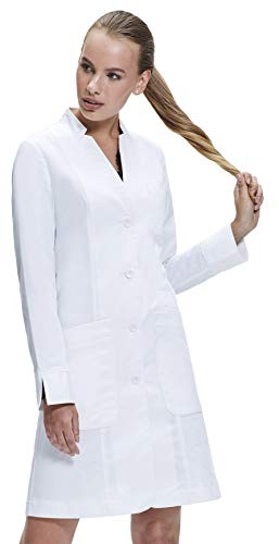 Dr. James Women’s Lab Coat, Tailored Fit, Fold Back Cuff, White, 35 inch Length (4)