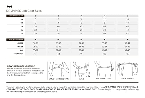 Dr. James Women’s Lab Coat, Tailored Fit, Fold Back Cuff, White, 35 inch Length (4)