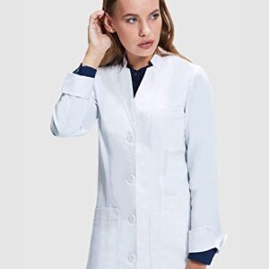 Dr. James Women’s Lab Coat, Tailored Fit, Fold Back Cuff, White, 35 inch Length (4)