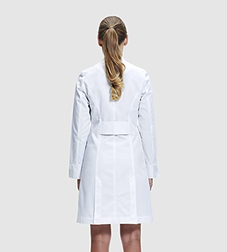 Dr. James Women’s Lab Coat, Tailored Fit, Fold Back Cuff, White, 35 inch Length (4)