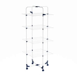 Lavish Home Clothes Drying Rack – 4-Tiered Laundry Station with Collapsible Shelves and Wheels for Folding, Sorting and Air Drying Garments