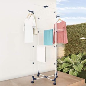 Lavish Home Clothes Drying Rack – 4-Tiered Laundry Station with Collapsible Shelves and Wheels for Folding, Sorting and Air Drying Garments