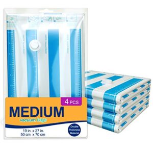 vmstr premium medium vacuum storage bags 4 pack 80% space saver compression bags (works with any vacuum cleaner)