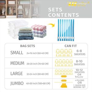 VMSTR Premium Medium Vacuum Storage Bags 4 Pack 80% Space Saver Compression Bags (Works with Any Vacuum Cleaner)