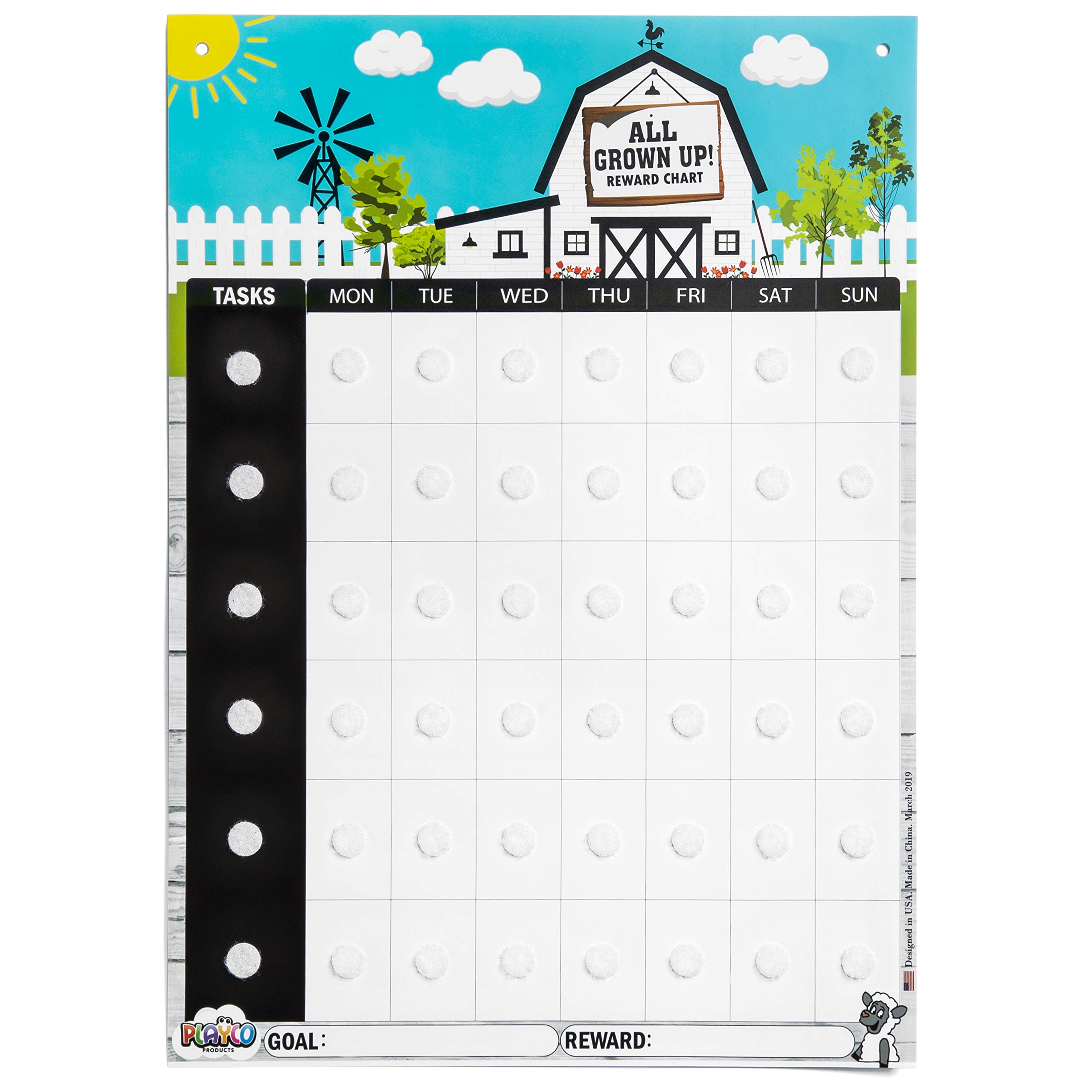 Playco Reward Chart for Kids Chores, Behaviors, Responsibility, Routines - Pre Assembled - Magnetic - A Must Have for Your Parenting Toolkit