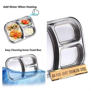 CTSZOOM Electric Lunch Box Food Warmer for Car Truck and Home Portable Food Warmer Heater 3 compartment Container with Spoon and Fork Lunch Box White