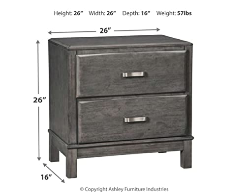 Signature Design by Ashley Caitbrook Contemporary 2 Drawer Nightstand with Dovetail Construction, Weathered Gray