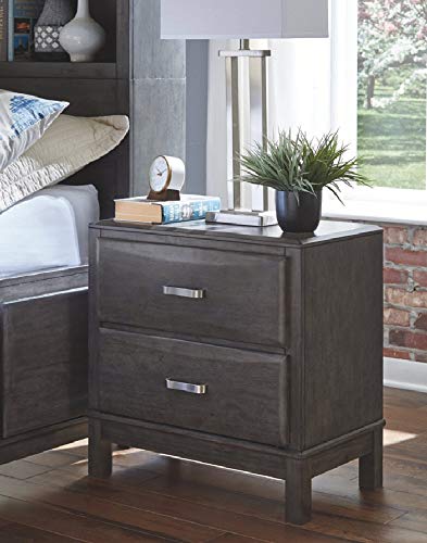 Signature Design by Ashley Caitbrook Contemporary 2 Drawer Nightstand with Dovetail Construction, Weathered Gray