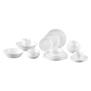 corelle winter frost white, chip resistant, 50-piece dinnerware set