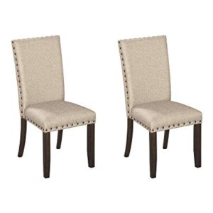 Signature Design by Ashley Rokane Dining Room Upholstered Chair Set of 2, Beige