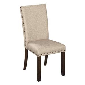 Signature Design by Ashley Rokane Dining Room Upholstered Chair Set of 2, Beige