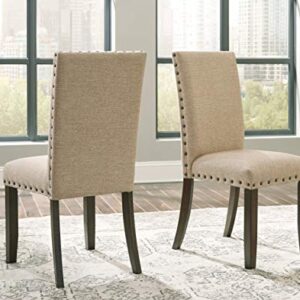 Signature Design by Ashley Rokane Dining Room Upholstered Chair Set of 2, Beige