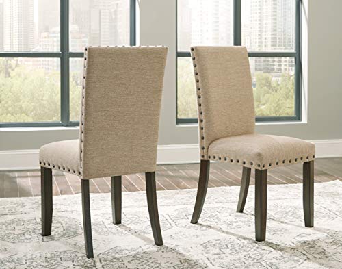 Signature Design by Ashley Rokane Dining Room Upholstered Chair Set of 2, Beige