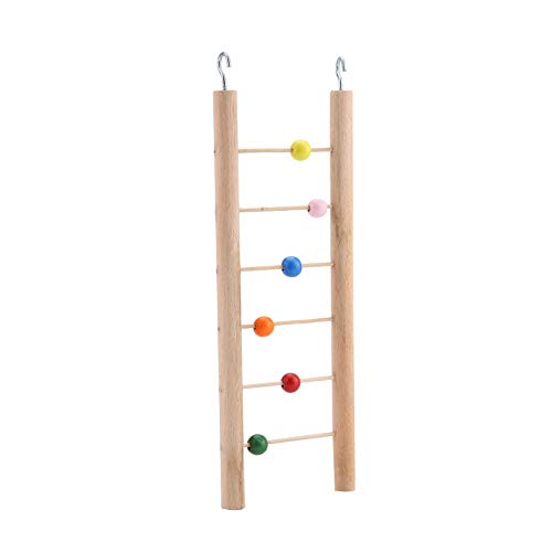 Parrot Ladder, Wooden 6 Ladder Climbing Toy Hanging Swing for Bird Parrot Parakeet Cockatiel Macaw African Grey Cockatoo Lovebird Finch(Beads) Ladders