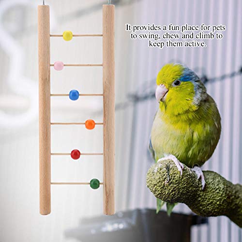 Parrot Ladder, Wooden 6 Ladder Climbing Toy Hanging Swing for Bird Parrot Parakeet Cockatiel Macaw African Grey Cockatoo Lovebird Finch(Beads) Ladders