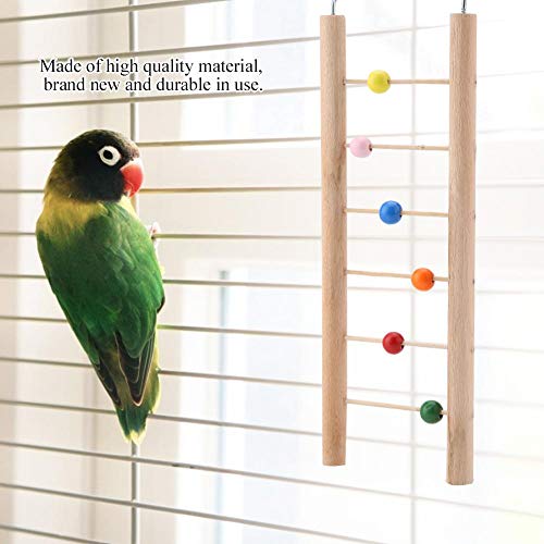 Parrot Ladder, Wooden 6 Ladder Climbing Toy Hanging Swing for Bird Parrot Parakeet Cockatiel Macaw African Grey Cockatoo Lovebird Finch(Beads) Ladders