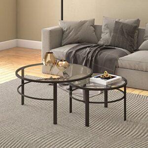 henn&hart round nested coffee table in blackened bronze, coffee table coffee tables for living room, studio apartment essentials