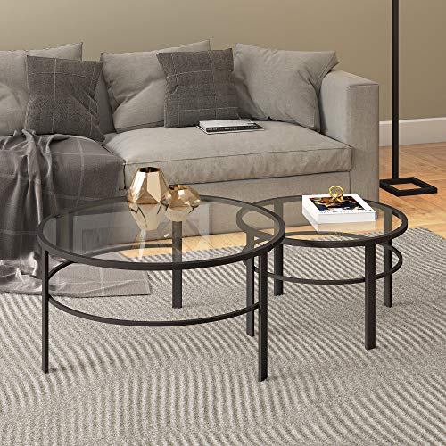 Henn&Hart Round Nested Coffee Table in Blackened Bronze, Coffee Table coffee tables for living room, studio apartment essentials