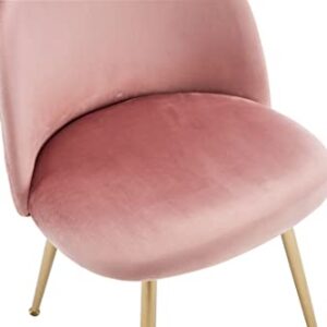 Kmax Modern Velvet Dining Chairs, Upholstered Living Room Accent Chairs, Gold Vanity Chairs, Set of 2 - Pink