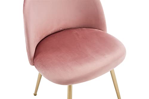 Kmax Modern Velvet Dining Chairs, Upholstered Living Room Accent Chairs, Gold Vanity Chairs, Set of 2 - Pink