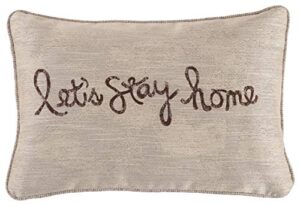 signature design by ashley "let's stay home" scripted throw pillow, 22 x 16 inches, beige