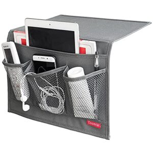 duomiw bedside storage organizer, bedside caddy, table cabinet storage organizer, tv remote control, phones, magazines, tablets, accessories (grey)