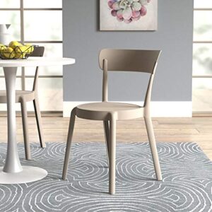 Amazon Basics Beige, Armless Bistro Dining Chair-Set of 2, Premium Plastic