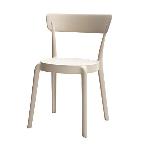 Amazon Basics Beige, Armless Bistro Dining Chair-Set of 2, Premium Plastic