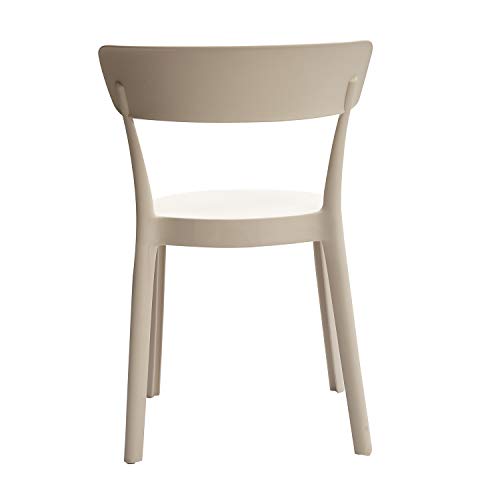 Amazon Basics Beige, Armless Bistro Dining Chair-Set of 2, Premium Plastic