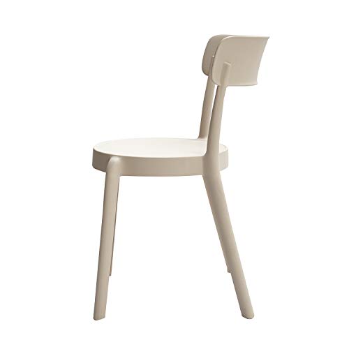 Amazon Basics Beige, Armless Bistro Dining Chair-Set of 2, Premium Plastic