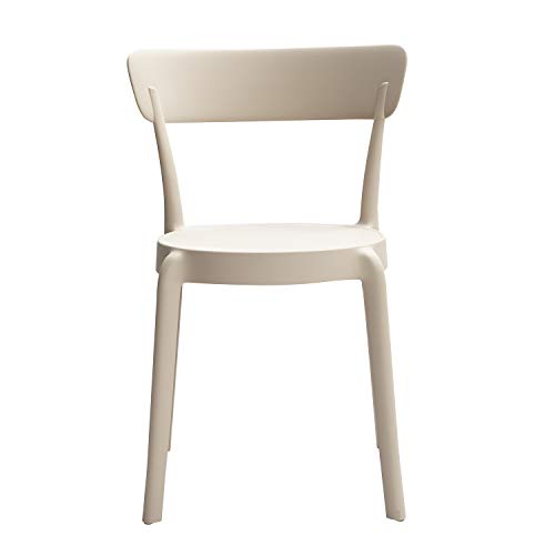 Amazon Basics Beige, Armless Bistro Dining Chair-Set of 2, Premium Plastic