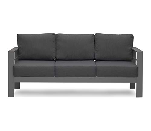 Solaste Outdoor Couch Aluminum Patio Furniture Sofa, 3-Seat All-Weather Metal Outdoor Patio Furniture with Cushions,Dark Grey