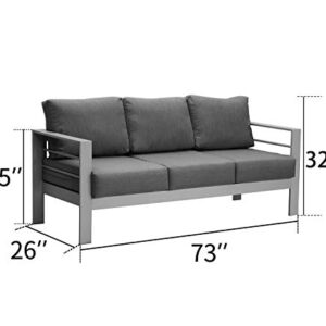 Solaste Outdoor Couch Aluminum Patio Furniture Sofa, 3-Seat All-Weather Metal Outdoor Patio Furniture with Cushions,Dark Grey