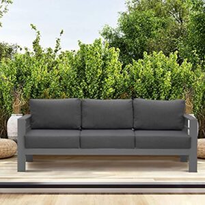 Solaste Outdoor Couch Aluminum Patio Furniture Sofa, 3-Seat All-Weather Metal Outdoor Patio Furniture with Cushions,Dark Grey