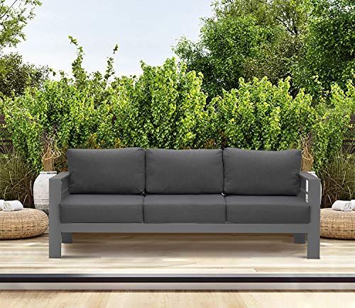 Solaste Outdoor Couch Aluminum Patio Furniture Sofa, 3-Seat All-Weather Metal Outdoor Patio Furniture with Cushions,Dark Grey