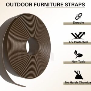 LIUDA 2" x20' ft Vinyl Outdoor Patio Lawn Furniture Repair Strap Strapping Matte Finish (Brown) + 20 Free Rivets!