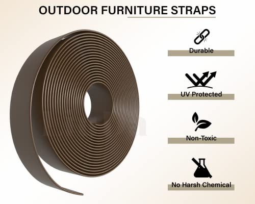 LIUDA 2" x20' ft Vinyl Outdoor Patio Lawn Furniture Repair Strap Strapping Matte Finish (Brown) + 20 Free Rivets!