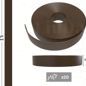 LIUDA 2" x20' ft Vinyl Outdoor Patio Lawn Furniture Repair Strap Strapping Matte Finish (Brown) + 20 Free Rivets!