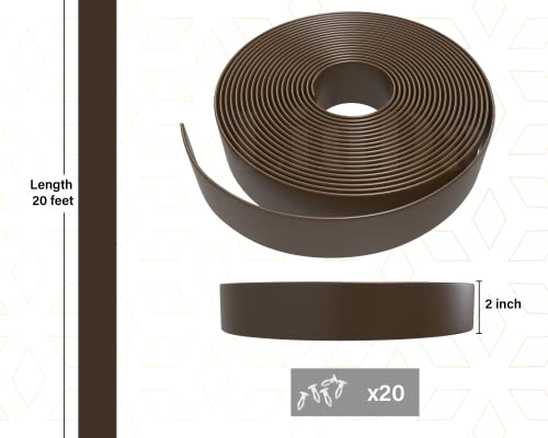 LIUDA 2" x20' ft Vinyl Outdoor Patio Lawn Furniture Repair Strap Strapping Matte Finish (Brown) + 20 Free Rivets!