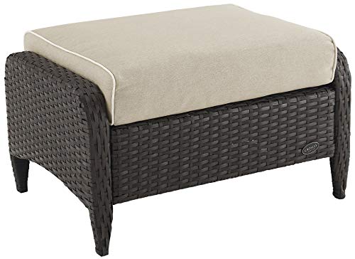 Crosley Furniture KO70067BR-SA Kiawah Outdoor Wicker Ottoman, Sand