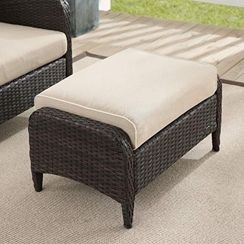 Crosley Furniture KO70067BR-SA Kiawah Outdoor Wicker Ottoman, Sand