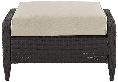 Crosley Furniture KO70067BR-SA Kiawah Outdoor Wicker Ottoman, Sand