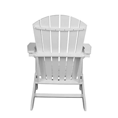 Jovilife Adirondack Chair with Cup Hold, Lawn Furniture Porch Resin Chair,HDPE Plastic Deck Chair 350 lbs Heavy Duty, Lawn Furniture,Garden,Backyard,Weather Resistant White