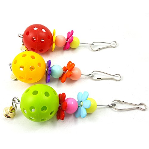 Gilroy Parrot Hanging Ornaments Ball Bell Flower Design Bite Toy Chew Swing Bird Tool, Random Color