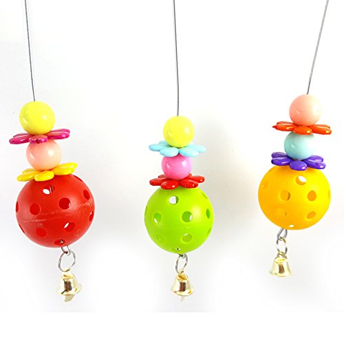 Gilroy Parrot Hanging Ornaments Ball Bell Flower Design Bite Toy Chew Swing Bird Tool, Random Color