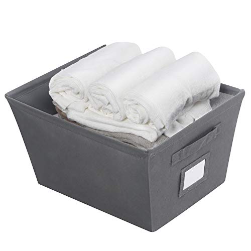 Fabric Cloth Storage Bins,Foldable Storage Cubes Organizer Baskets with Dual Handles for Home Bedroom Storage,Set of 6(Grey)