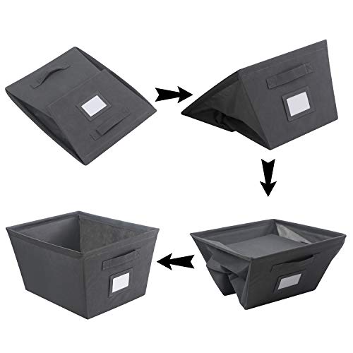 Fabric Cloth Storage Bins,Foldable Storage Cubes Organizer Baskets with Dual Handles for Home Bedroom Storage,Set of 6(Grey)