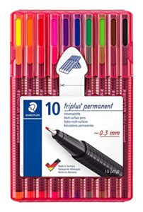 staedtler 10 triplus permanent multi-surface pens