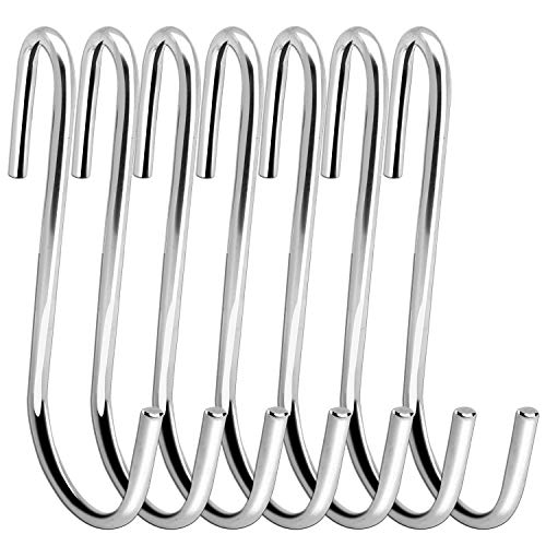 18 Pack ESFUN 4 inch Heavy Duty S Hooks Pan Pot Holder Rack Hooks Hanging Hangers S Shaped Hooks for Kitchenware Pots Utensils Clothes Bags Towels Plants